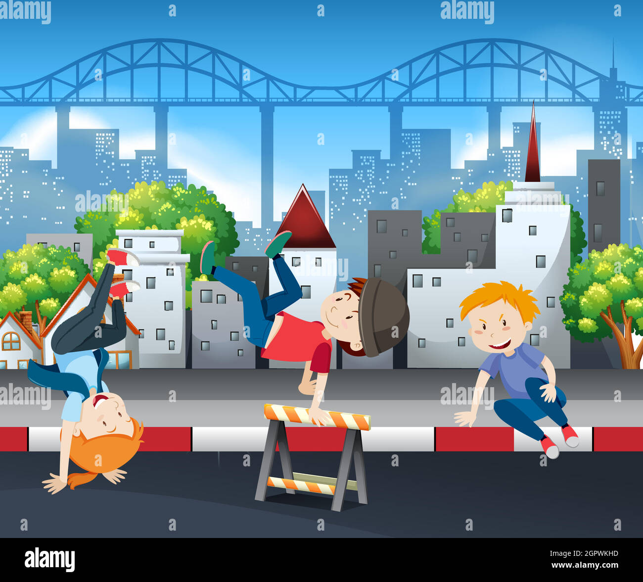 Kids silhouette city Stock Vector Images - Alamy