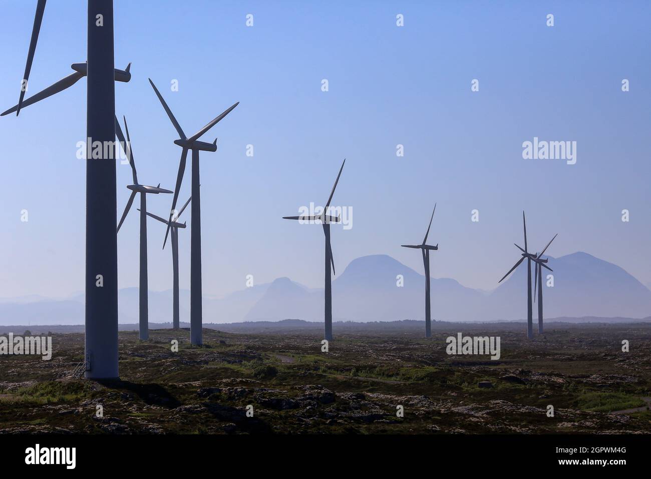 Wind generators in the Smoela wind park, Norway Stock Photo - Alamy