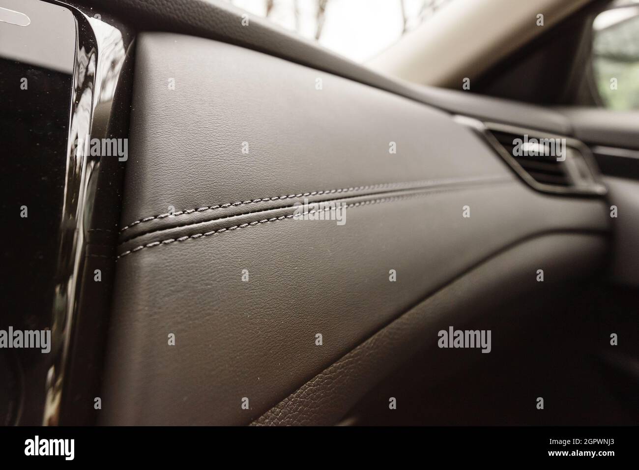 Leather background. Modern business car interior detail Stock Photo - Alamy