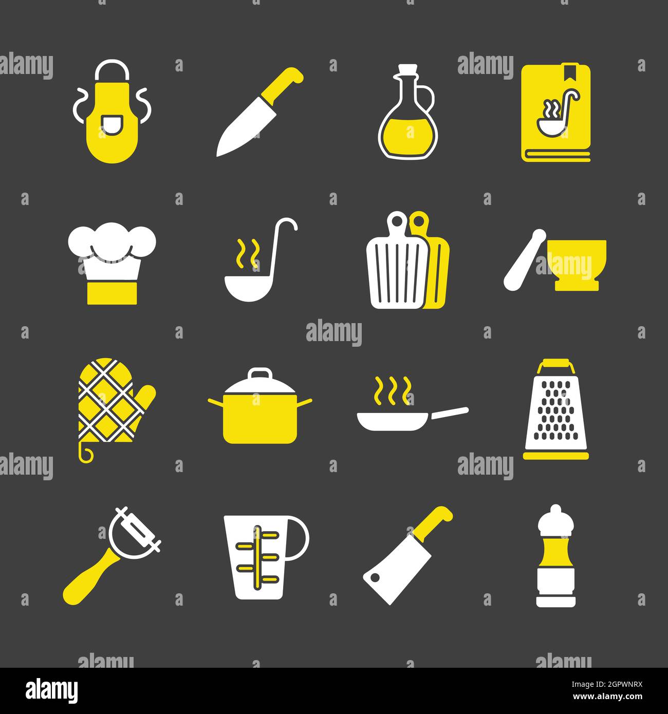 Cooking foods and kitchen vector glyph icon set. Graph symbol for ...