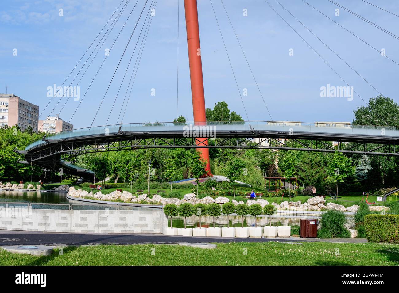 Bucharest, Romania - 25 May 2021: Landscape with the modern metallic ...