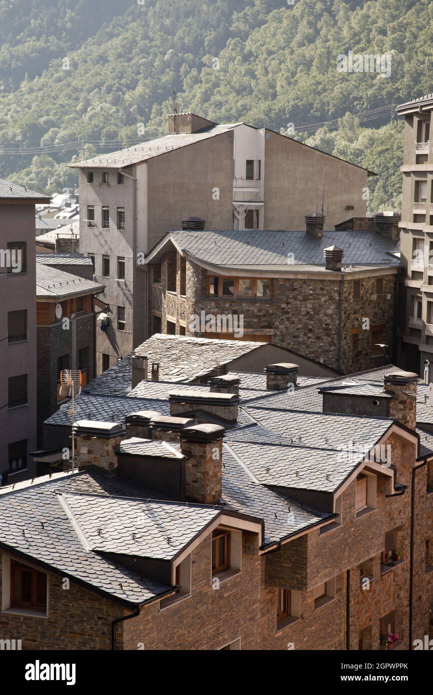 Vertical shot of a cityscape with residential buildings in Andorra ...