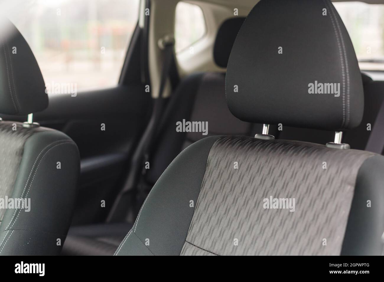 Textile seats in modern car. Interior detail Stock Photo - Alamy