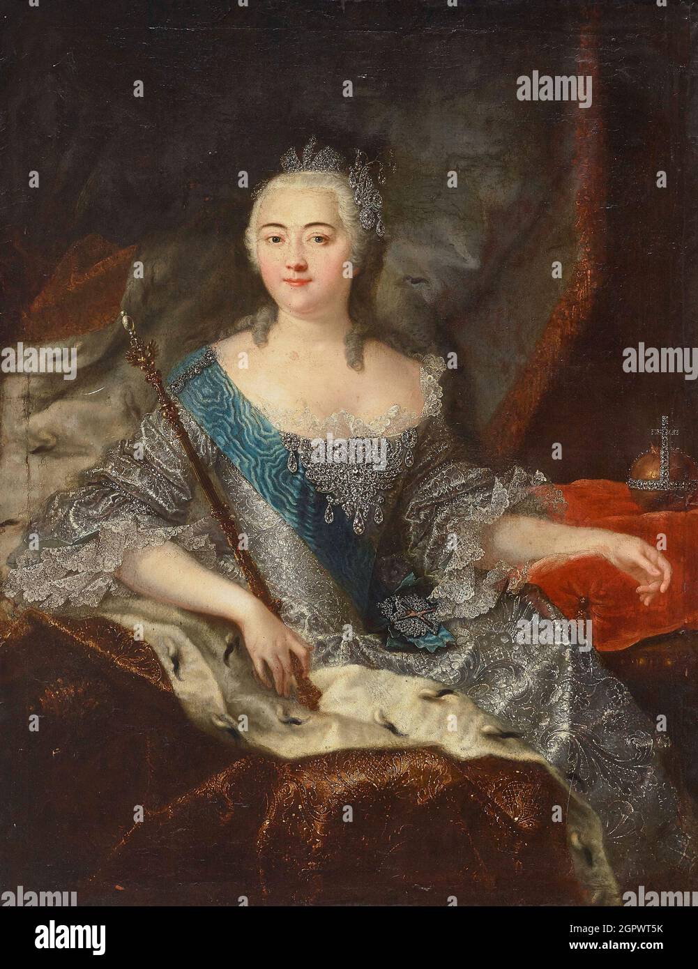 Portrait of Empress Elizabeth of Russia (1709-1762), 1740s. Private ...
