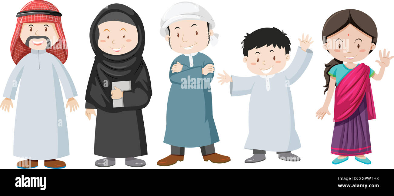Muslim men and women with happy face Stock Vector Image & Art - Alamy