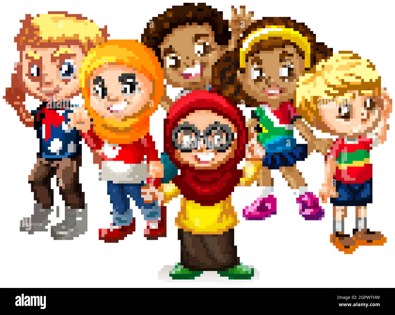 Many children with happy face standing Stock Vector Image & Art - Alamy