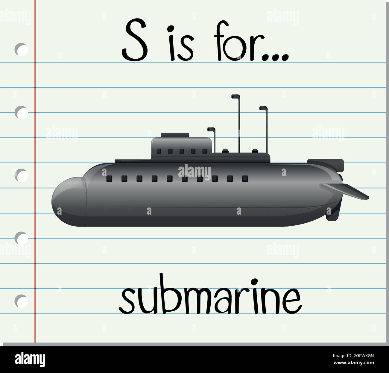 Flashcard letter S is for submarine Stock Vector Image & Art - Alamy