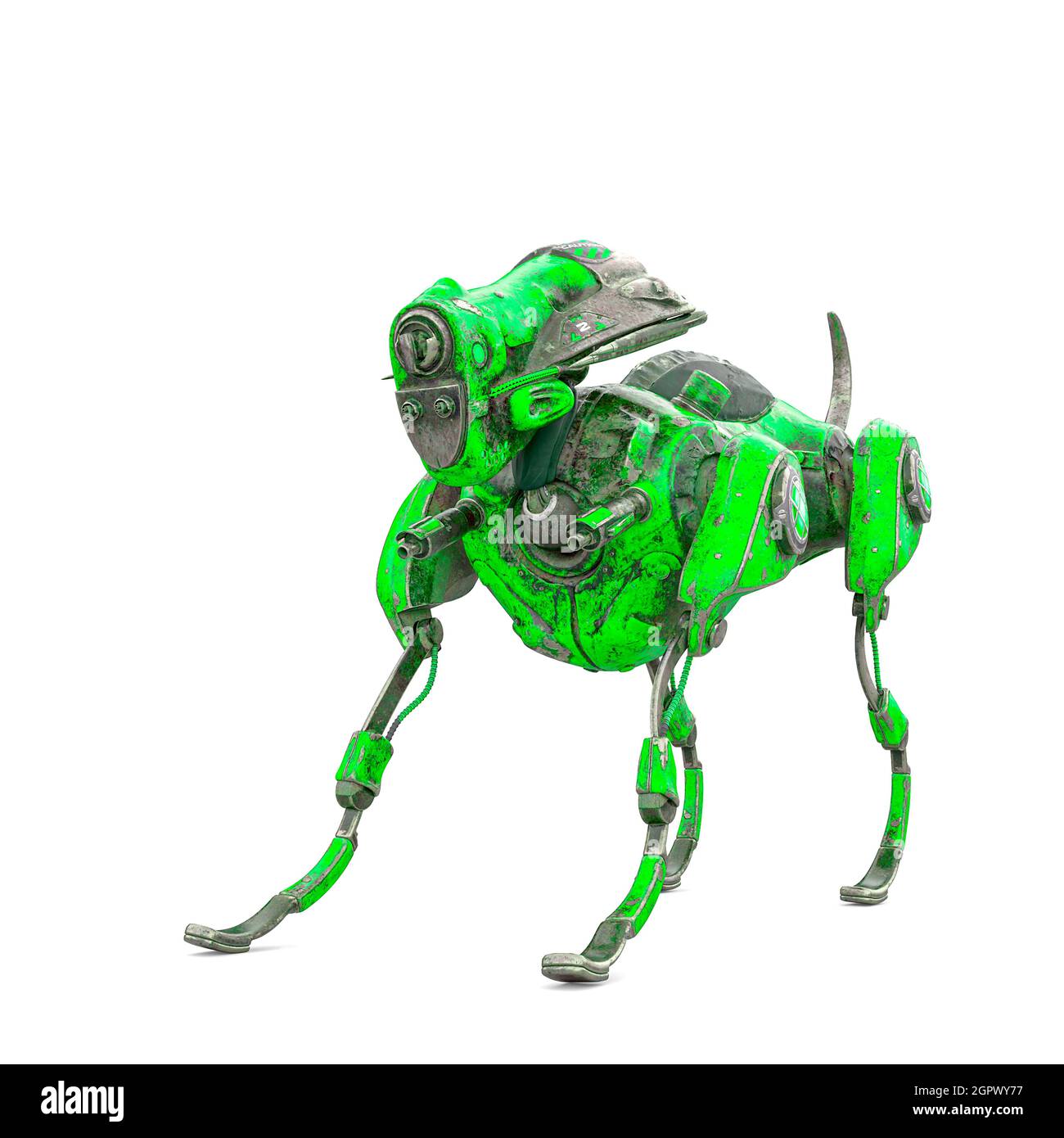 cyber watchman dog in arch back pose, 3d illustration Stock Photo - Alamy