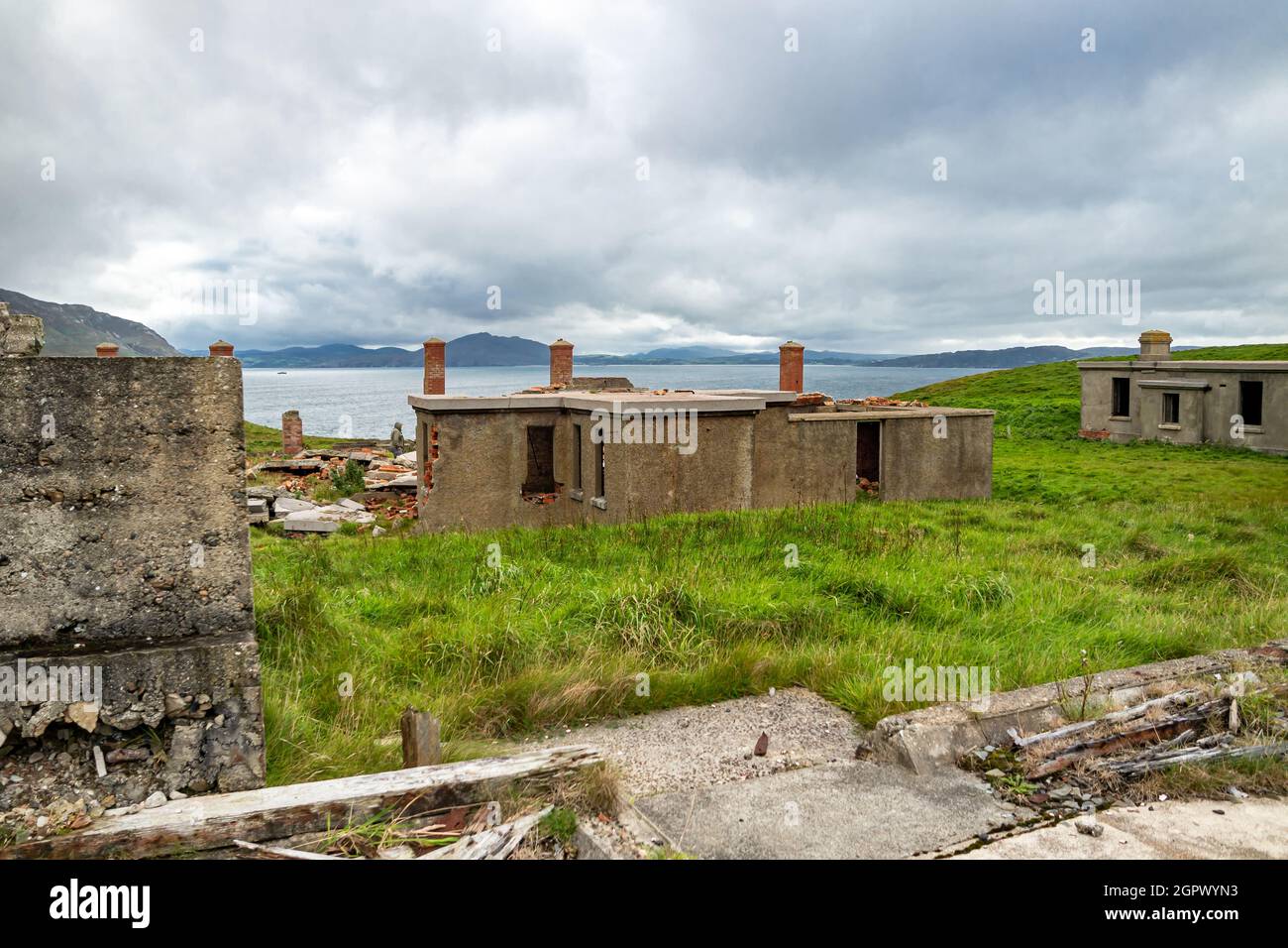 The ruins of Lenan Head fort at the north coast of County Donegal ...