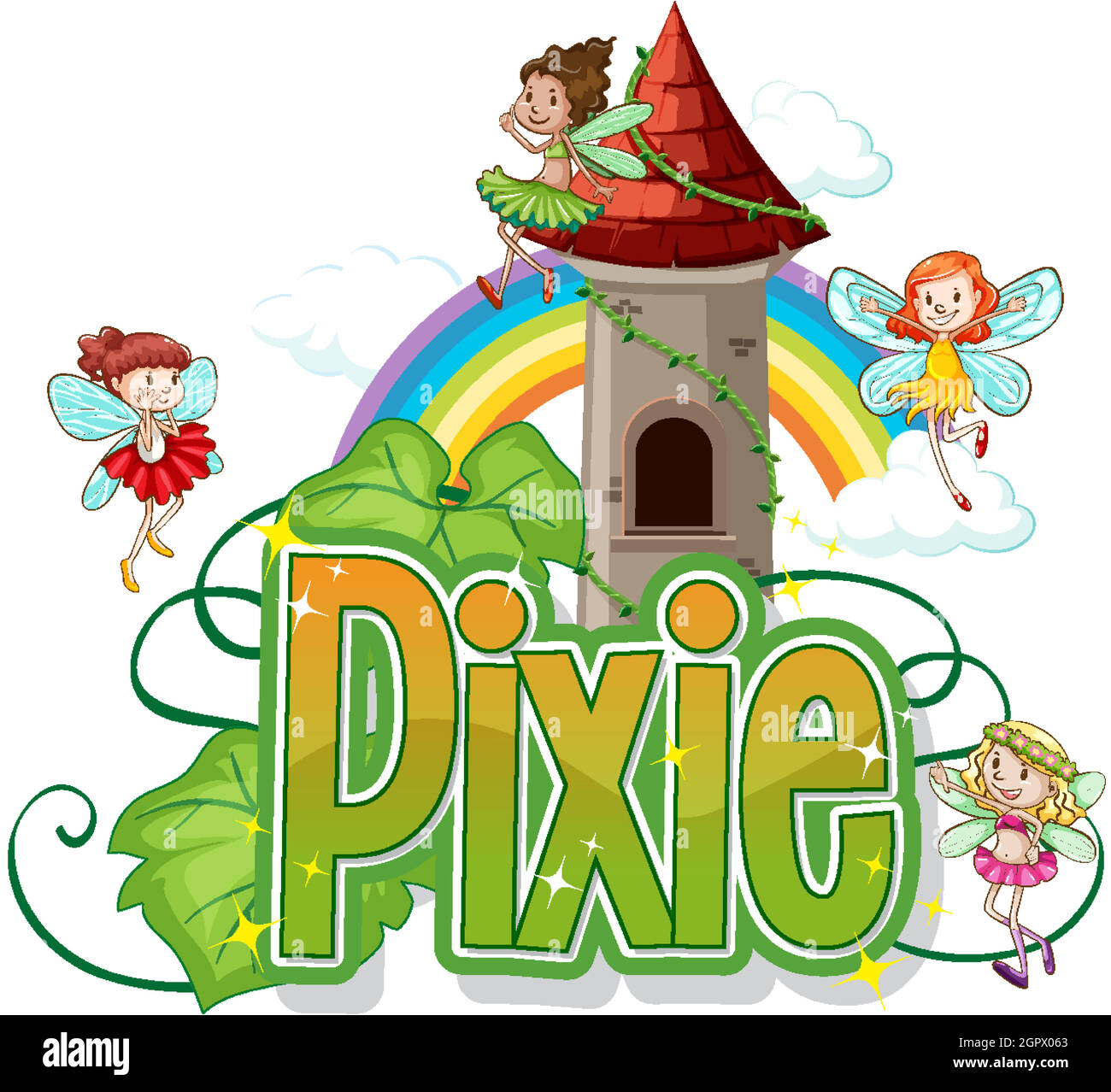 Pixie logos with little fairy on white background Stock Vector Image ...