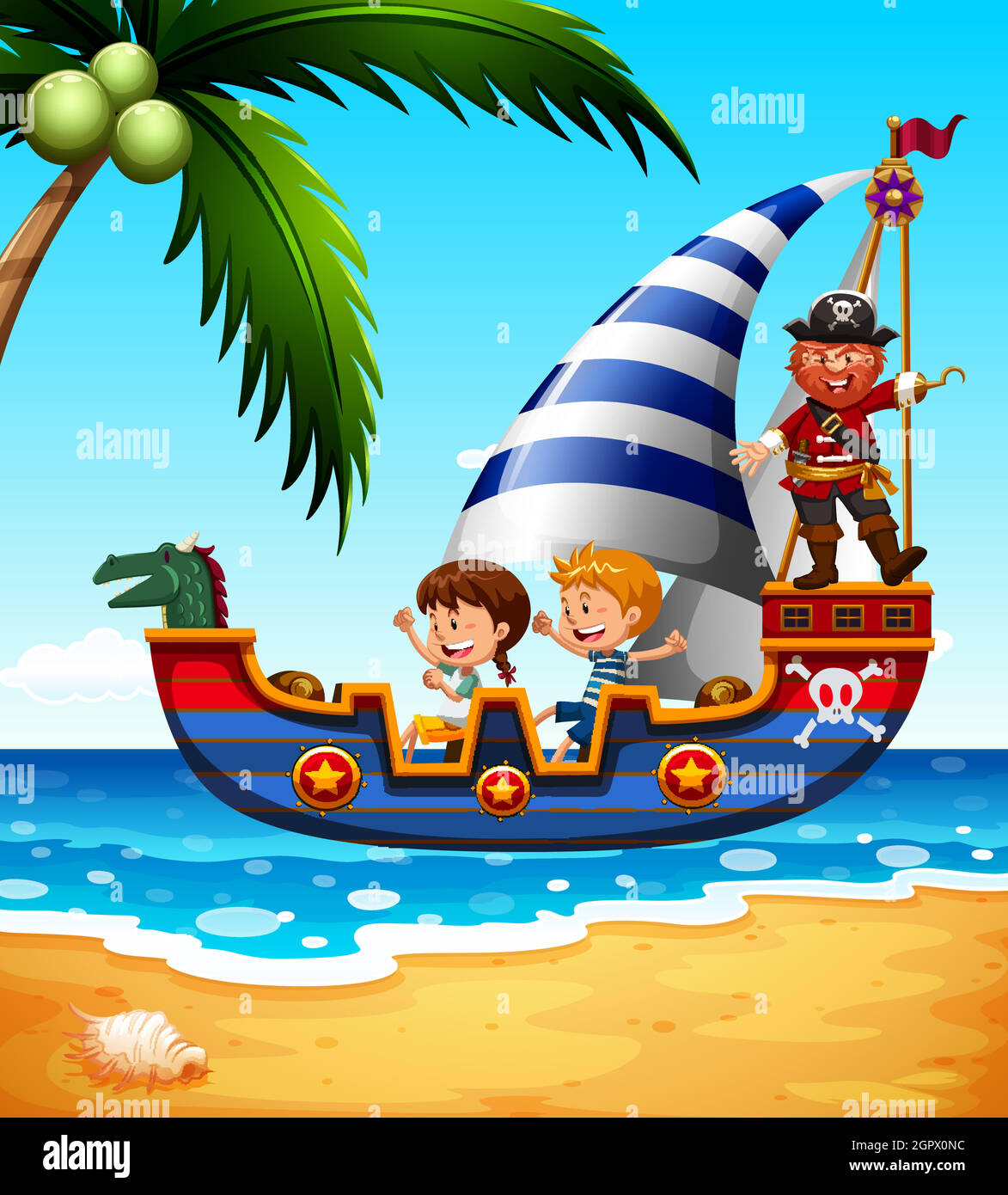 Child boat trip Stock Vector Images - Alamy