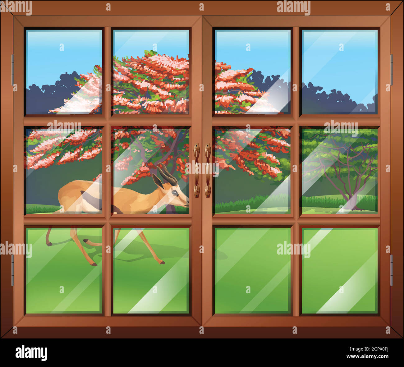 A closed window with a deer outside Stock Vector Image & Art - Alamy