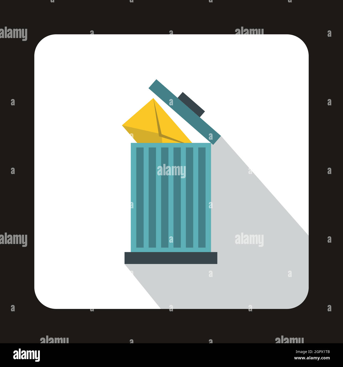 Yellow envelope in trash bin icon, flat style Stock Vector Image & Art ...