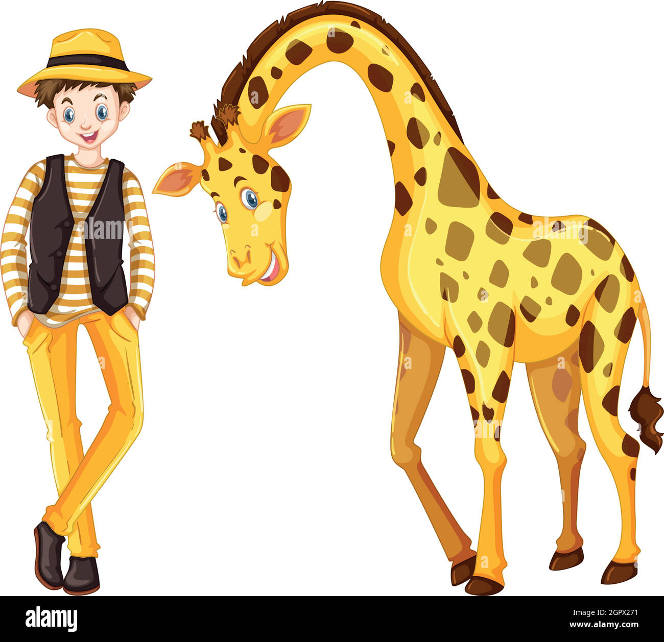 Teenage boy and cute giraffe Stock Vector Image & Art - Alamy