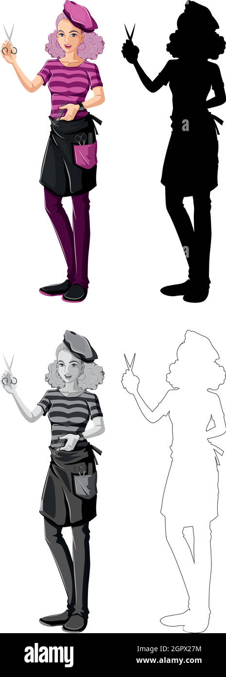 Set of female barber character Stock Vector Image & Art - Alamy
