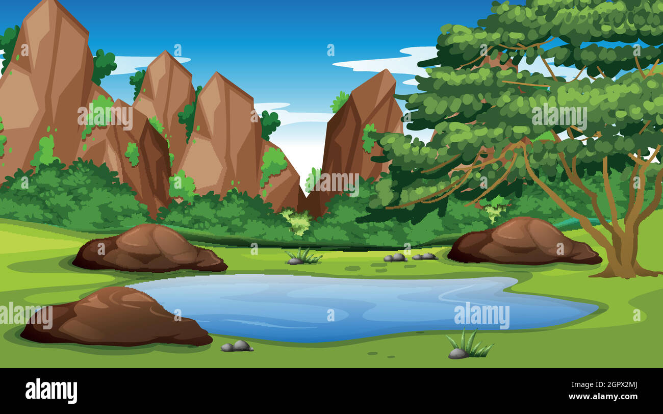Nature scene landscape template Stock Vector Image & Art - Alamy