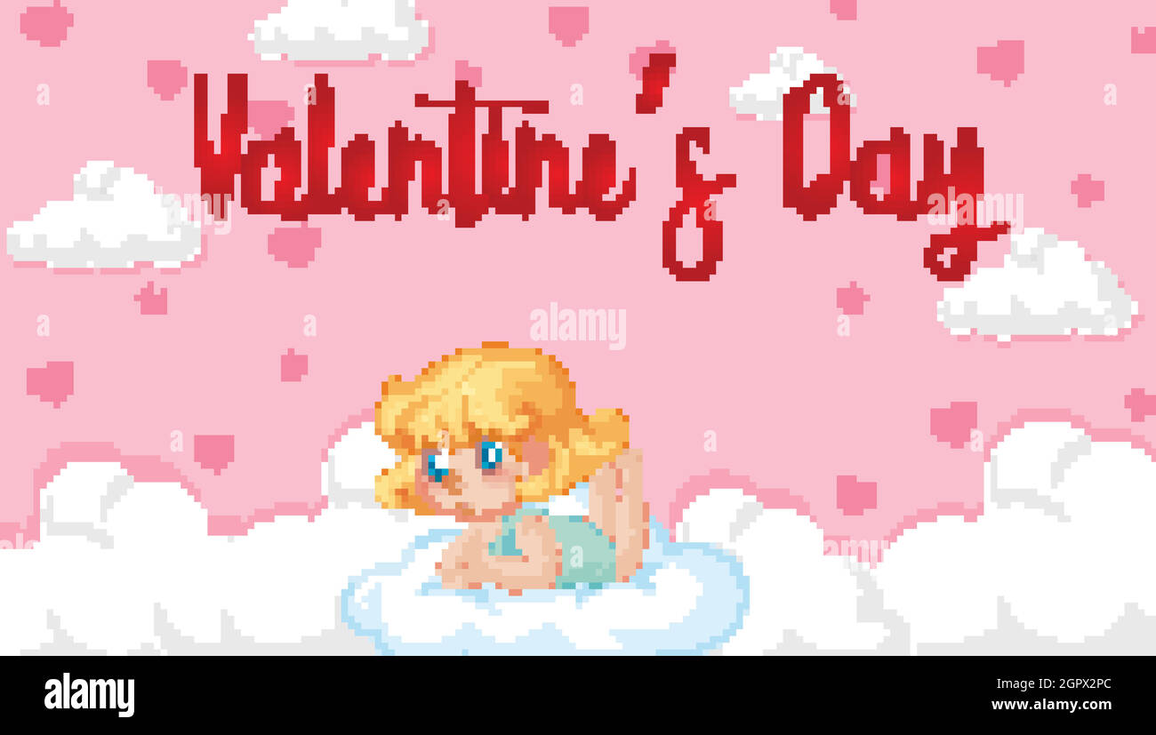Valentine theme with cupid in pink sky Stock Vector Image & Art - Alamy