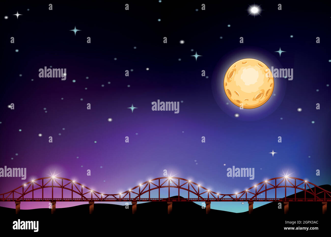 Lights bridge night Stock Vector Images - Alamy