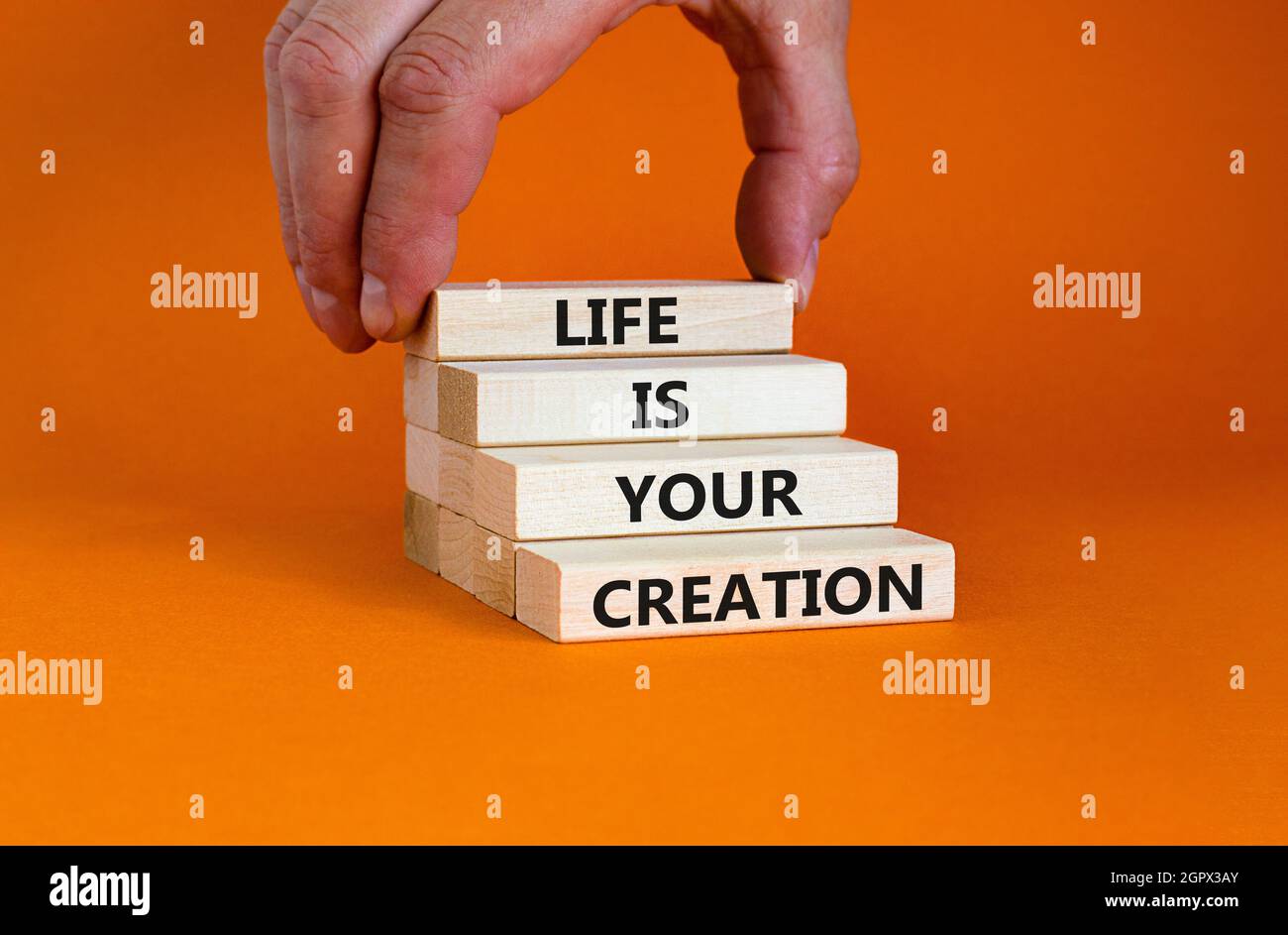 Life is your creation symbol. Blocks with concept words Life is your ...