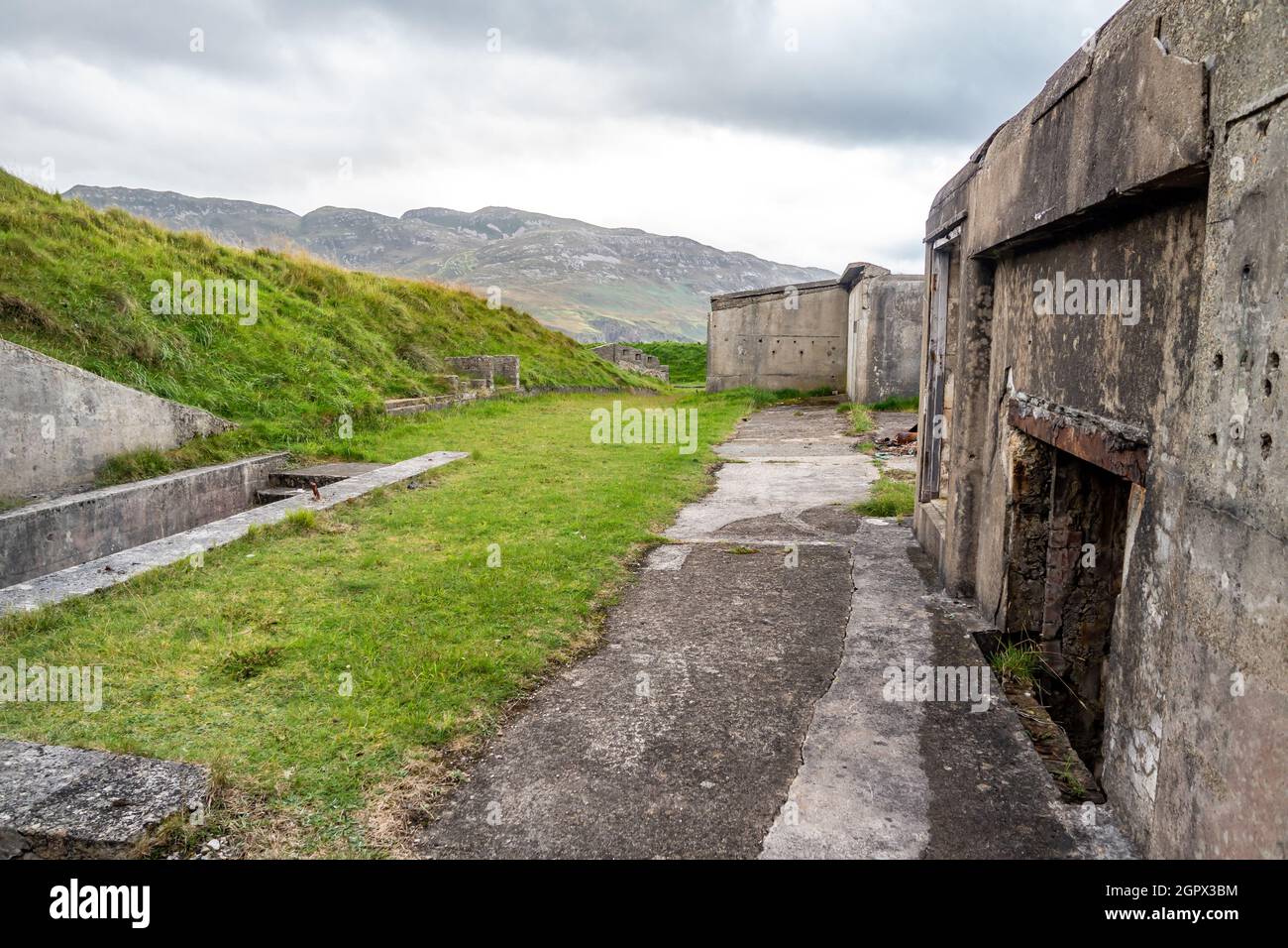 The ruins of Lenan Head fort at the north coast of County Donegal ...