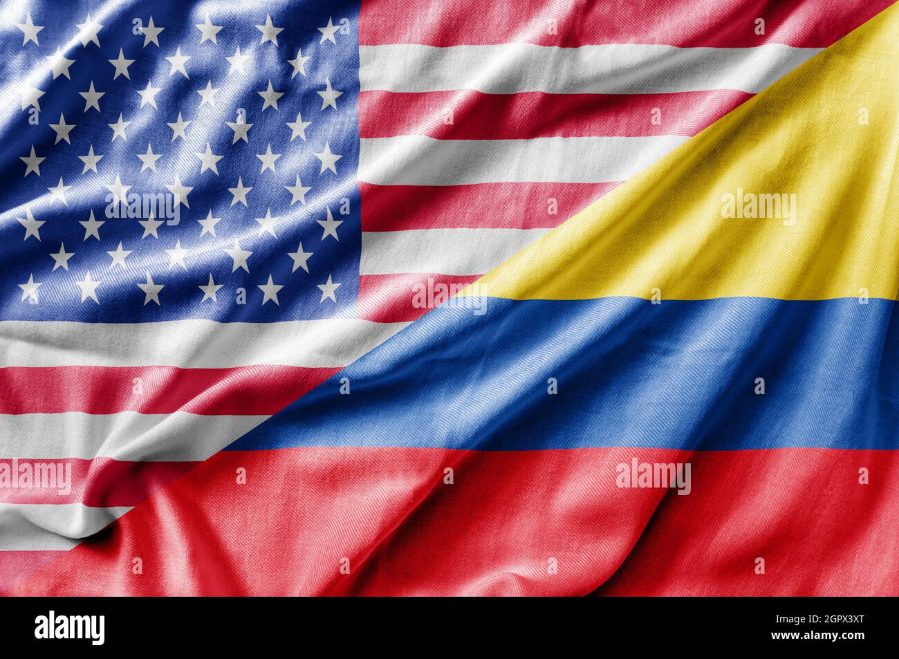 Mixed USA and Columbia flag, three dimensional render Stock Photo - Alamy
