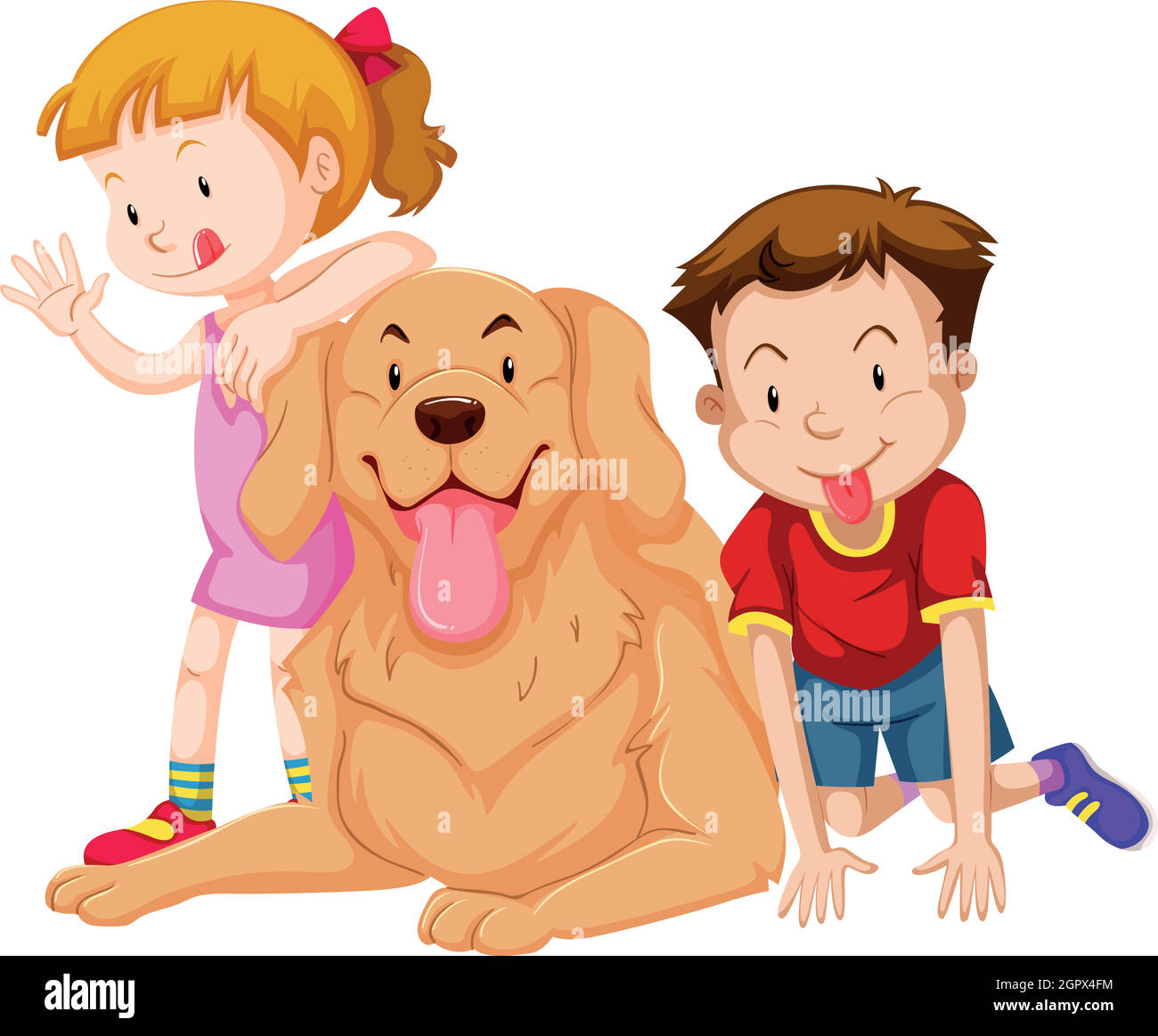 Kids Walking Dog Clip Art