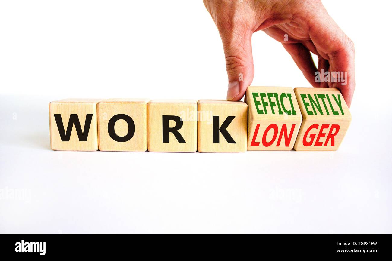Work longer or efficiently symbol. Businessman turns cubes and changes ...