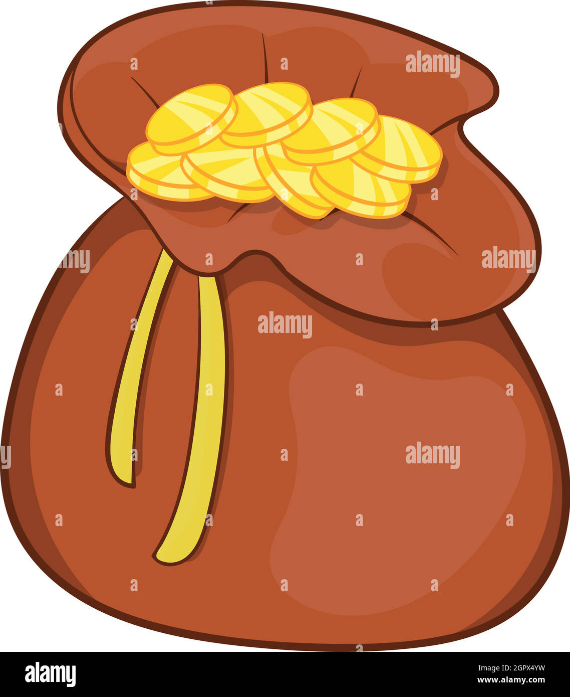 Brown money bag full of coins icon, cartoon style Stock Vector Image ...