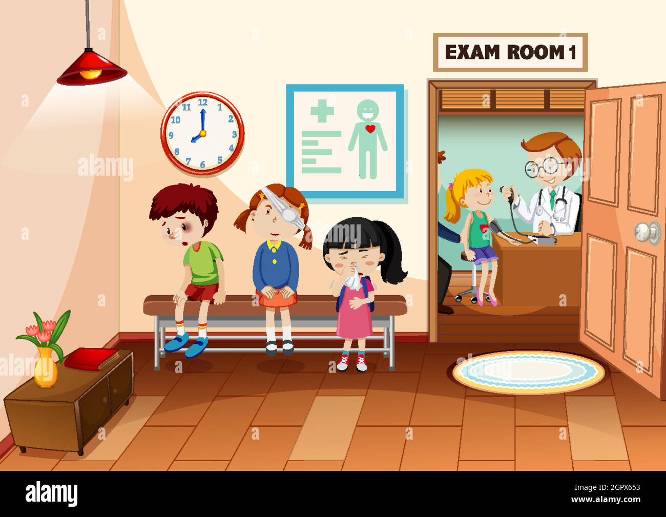 Kid in the hospital with a doctor scene Stock Vector Image & Art - Alamy