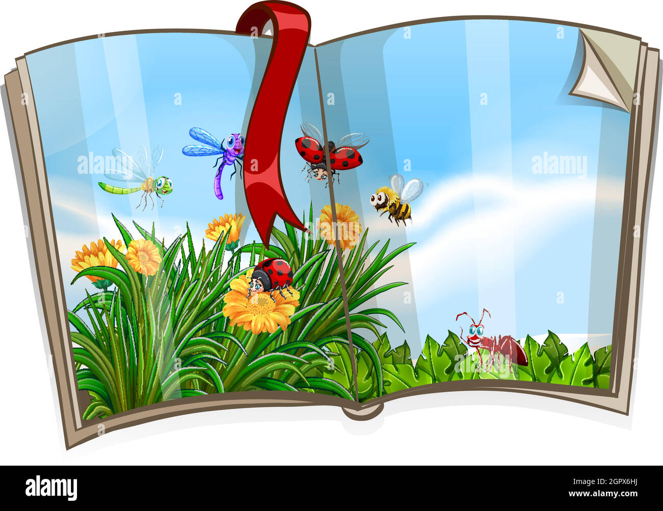 Book with insects flying in garden scene Stock Vector Image & Art - Alamy