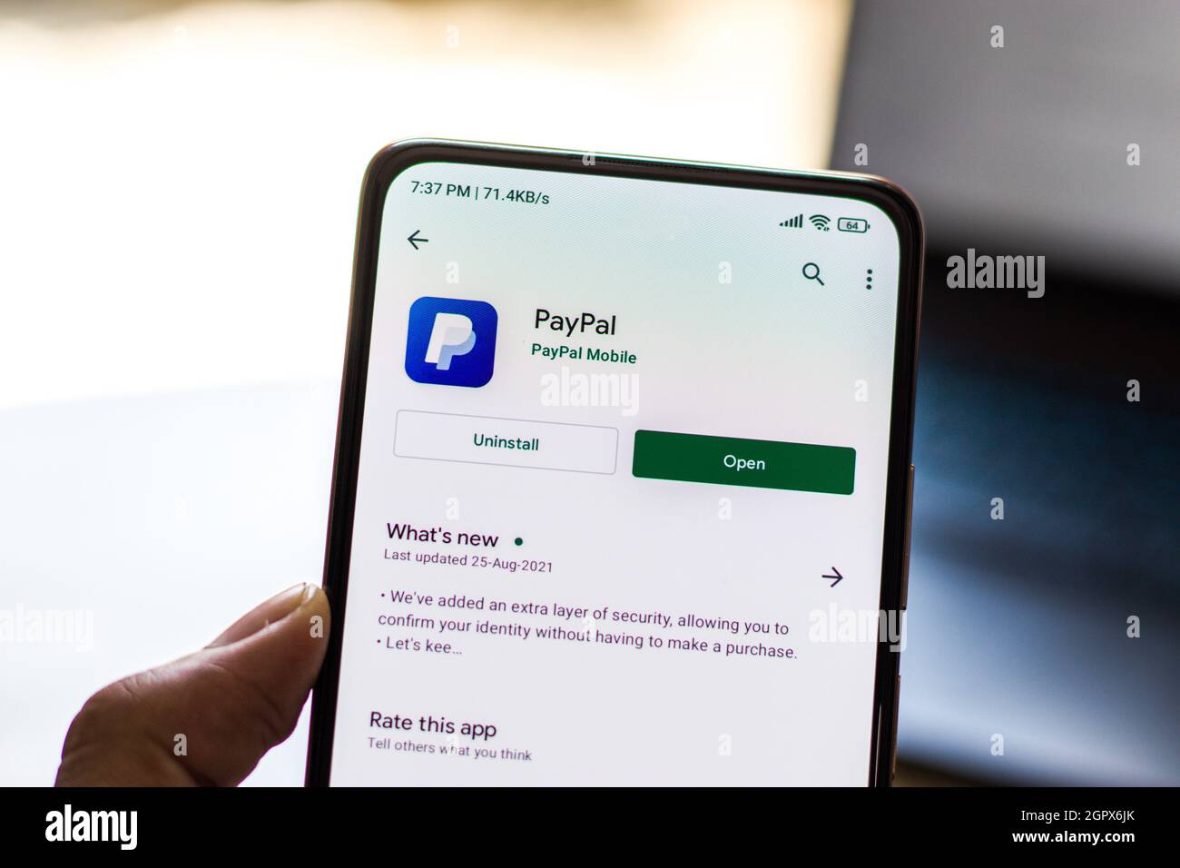 West Bangal, India - September 21, 2021 : Paypal logo on phone screen ...