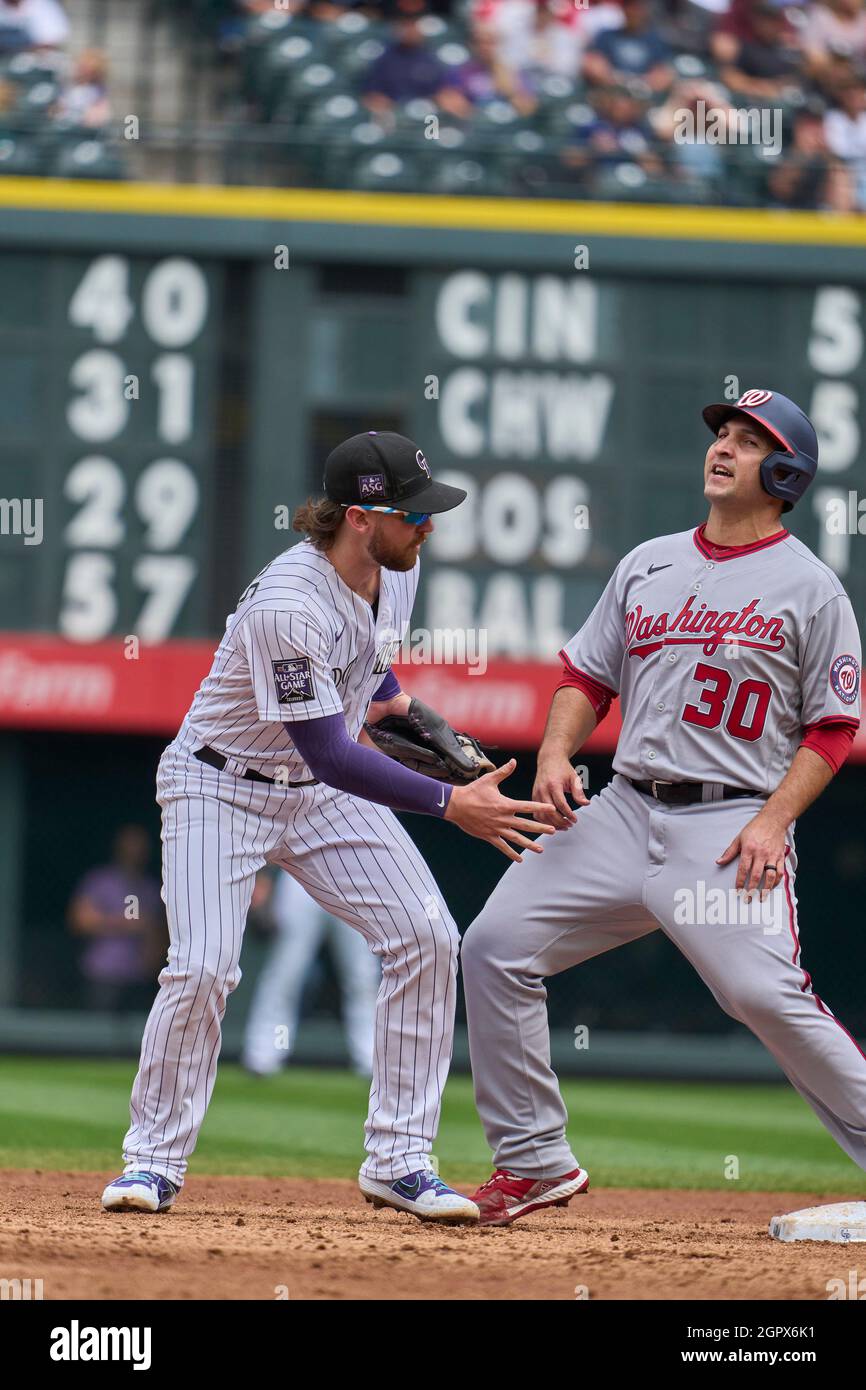 September 29 2021: Colorado second baseman Brendan Rodgers (7) makes a ...