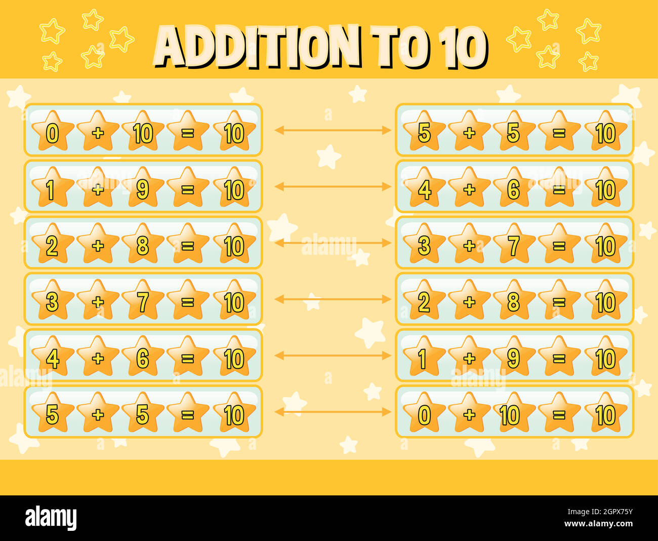 Addition to ten with yellow stars Stock Vector Image & Art - Alamy