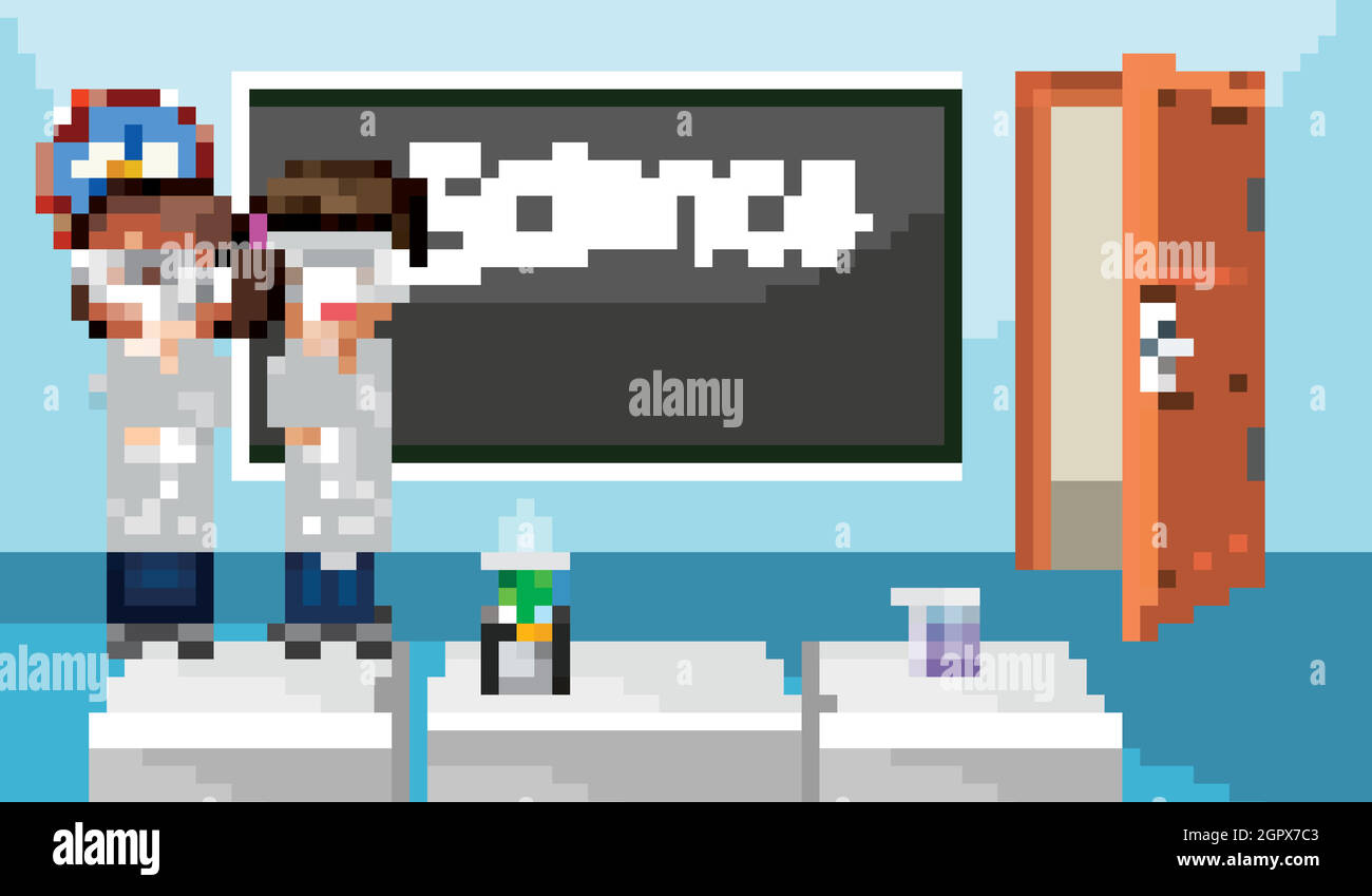 Classroom scene with two science students Stock Vector Image & Art - Alamy