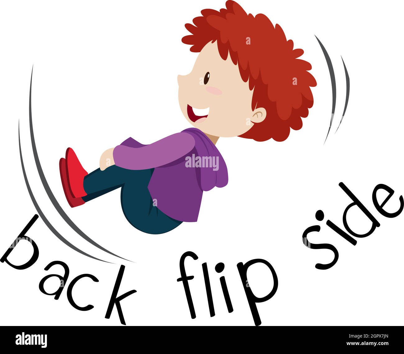 Wordcard fro back flip side with boy flipping Stock Vector Image & Art ...
