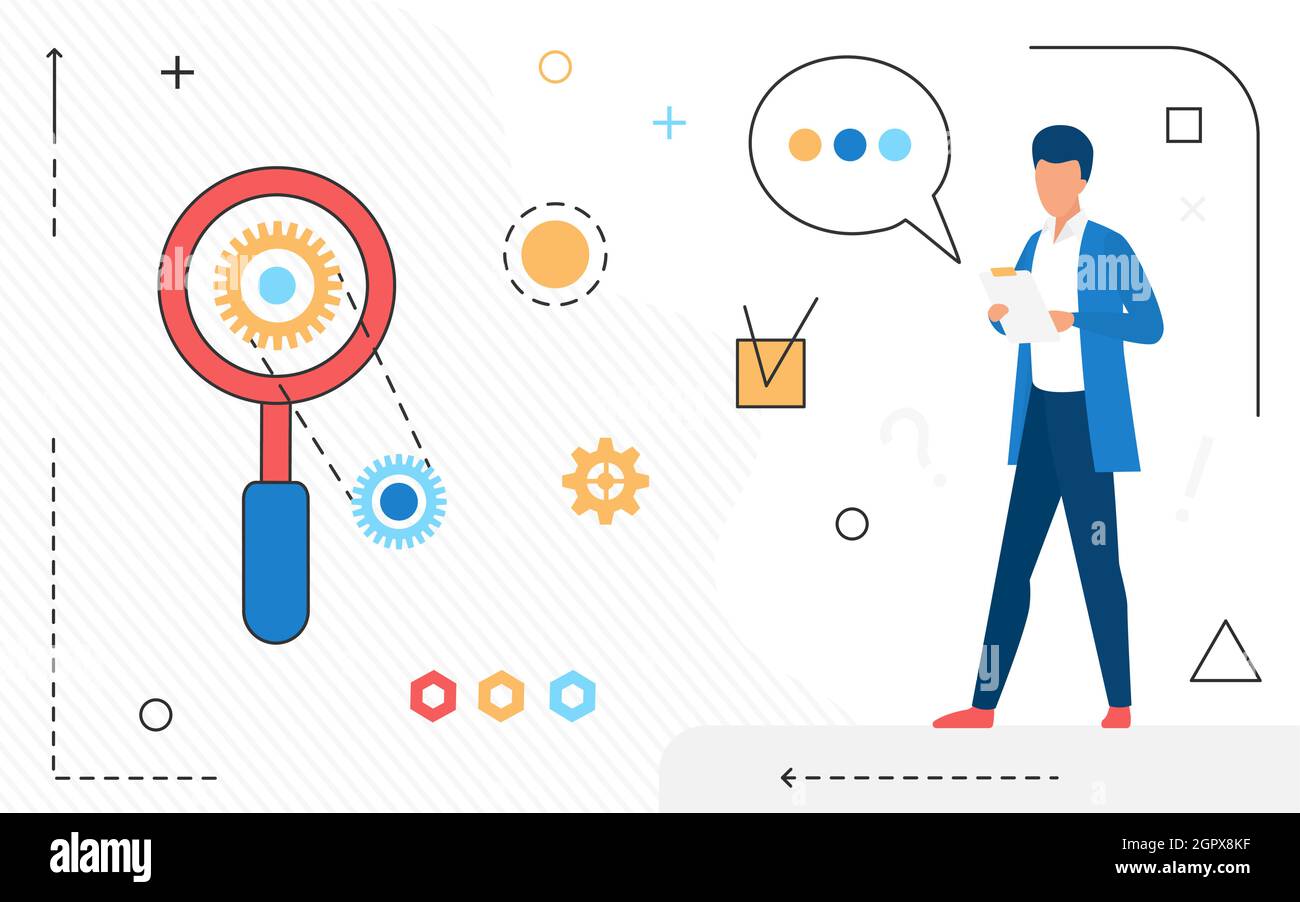 Businessman Working Online In Virtual Office Vector Illustration Cartoon Business Process