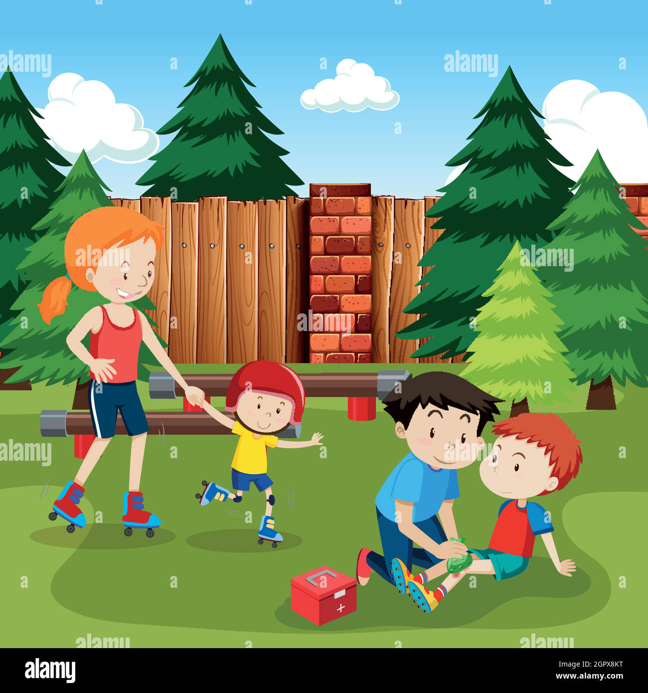 Kid injury from roller skate Stock Vector Image & Art - Alamy