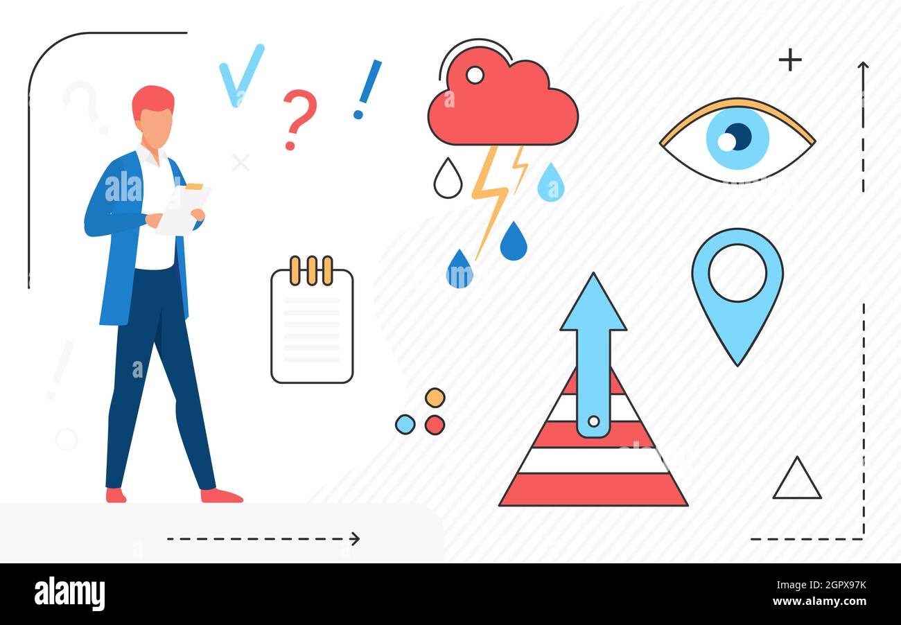 Businessman working on creative business idea vector illustration ...