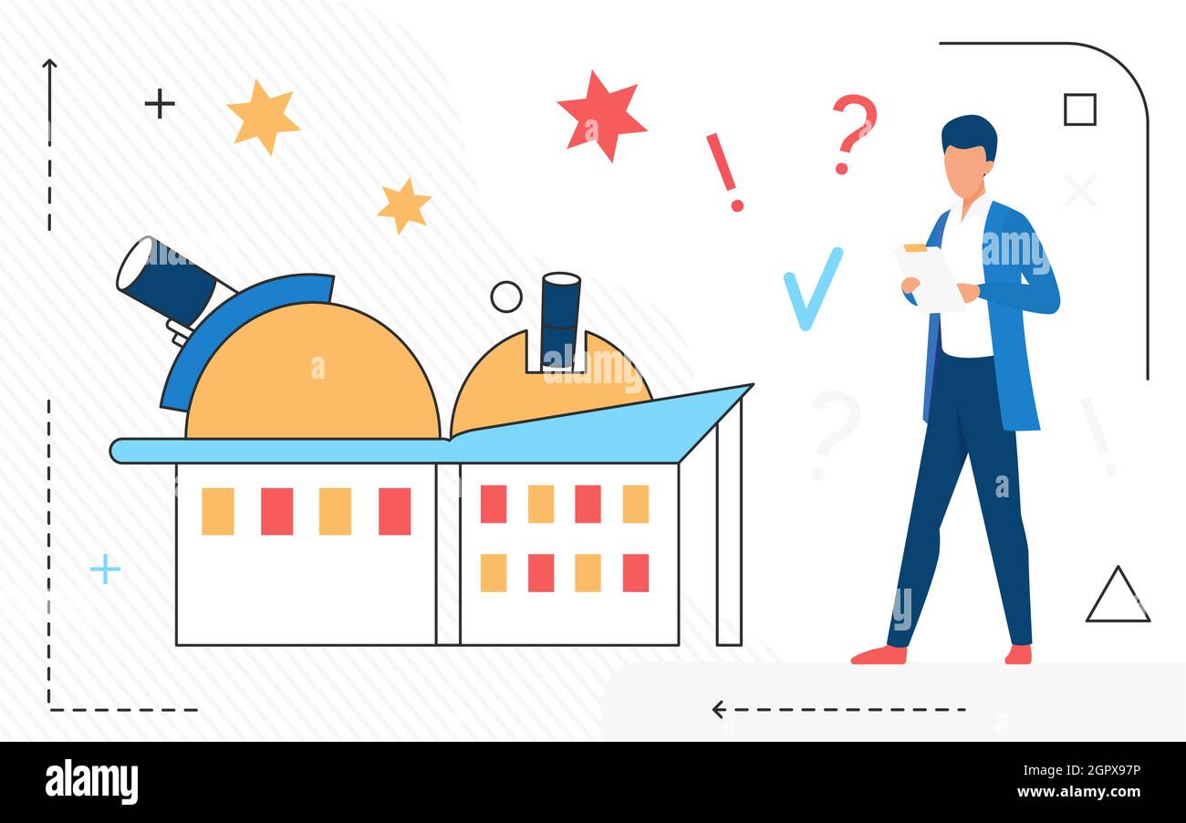 Space science modern technology vector illustration. Cartoon research ...