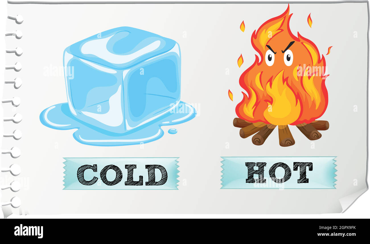 Opposite adjectives with cold and hot Stock Vector Image & Art - Alamy