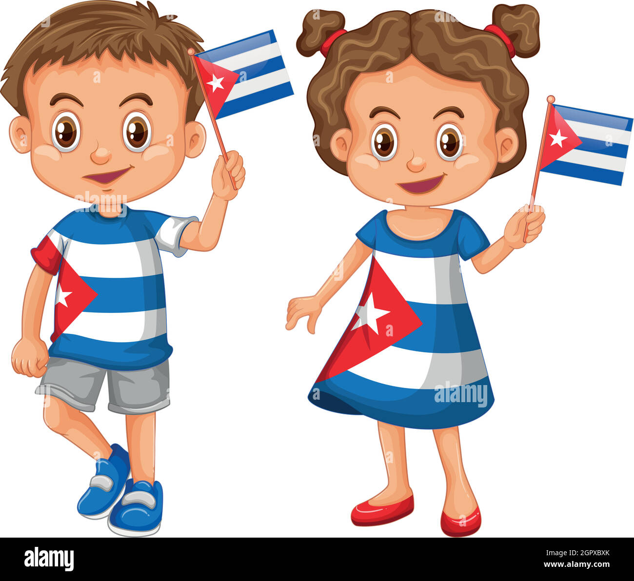 Happy boy and girl holding flag of Cuba Stock Vector Image & Art - Alamy