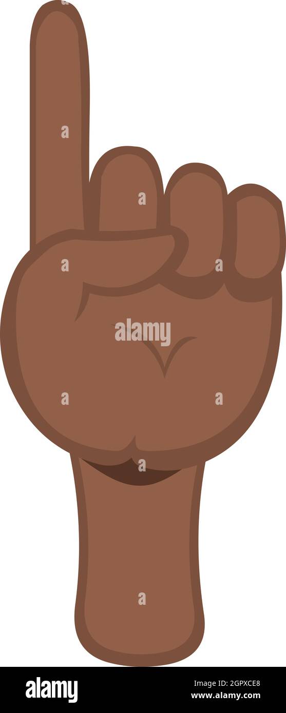 Vector emoticon illustration of a brown cartoon hand pointing up or ...