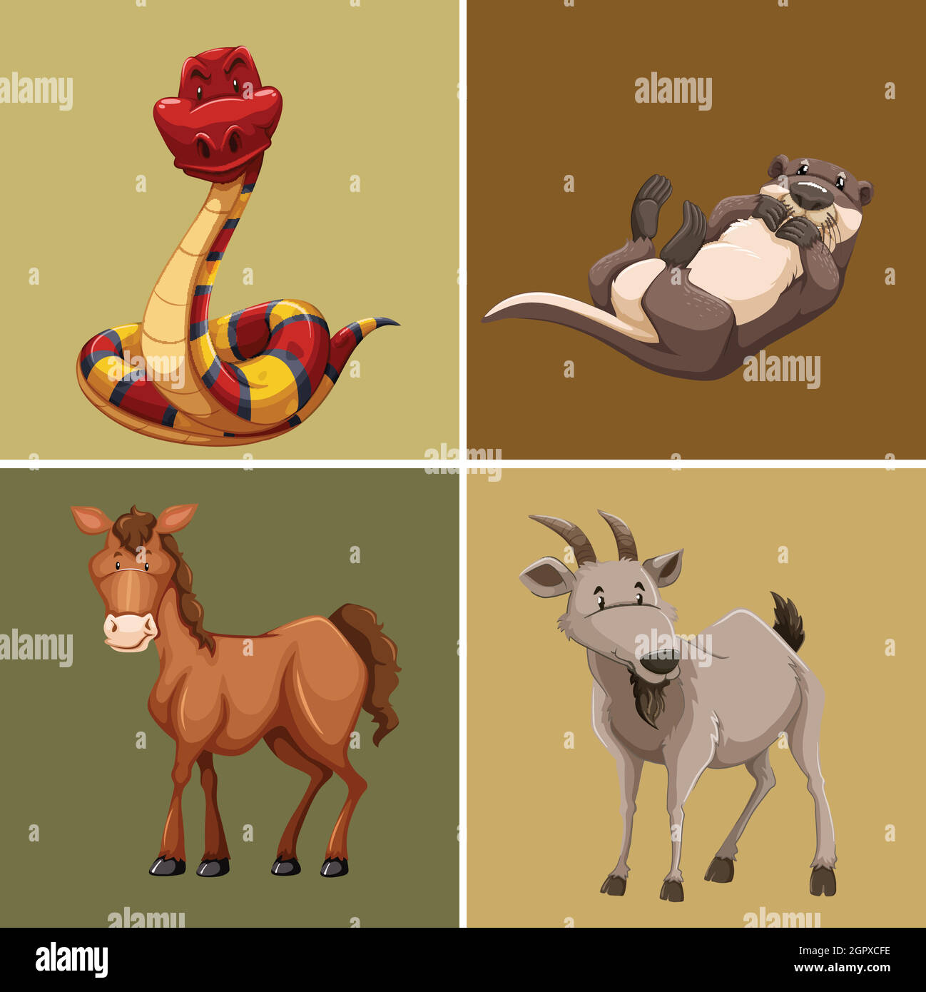 Wild animals on color background Stock Vector Image & Art - Alamy