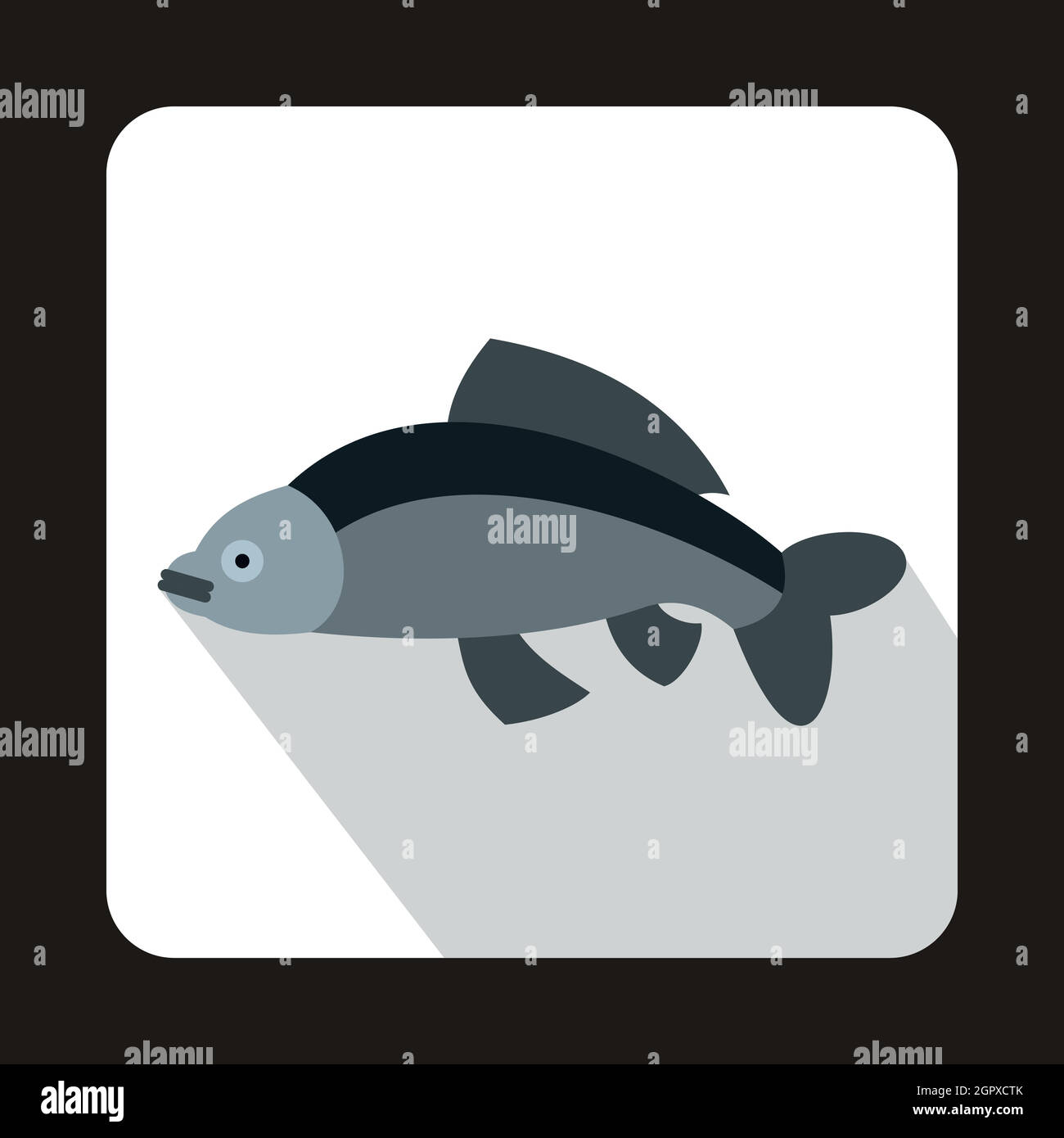Gray fish icon in flat style Stock Vector Image & Art - Alamy
