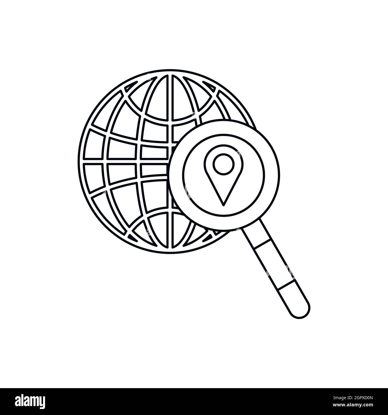 Globe, map pointer and magnifying glass Stock Vector Image & Art - Alamy