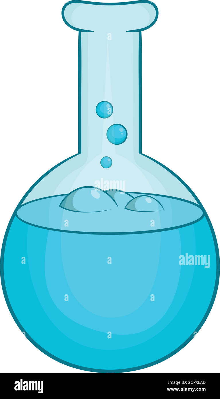 Chemical laboratory flask with blue liquid icon Stock Vector Image ...