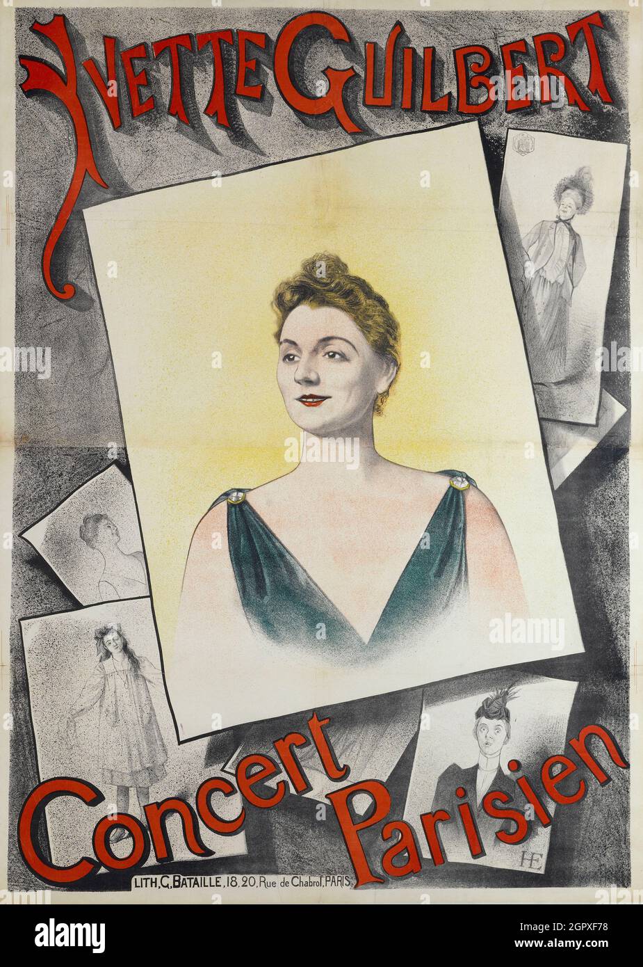Yvette Guilbert Concert Parisien, 1890. Private Collection Stock Photo ...