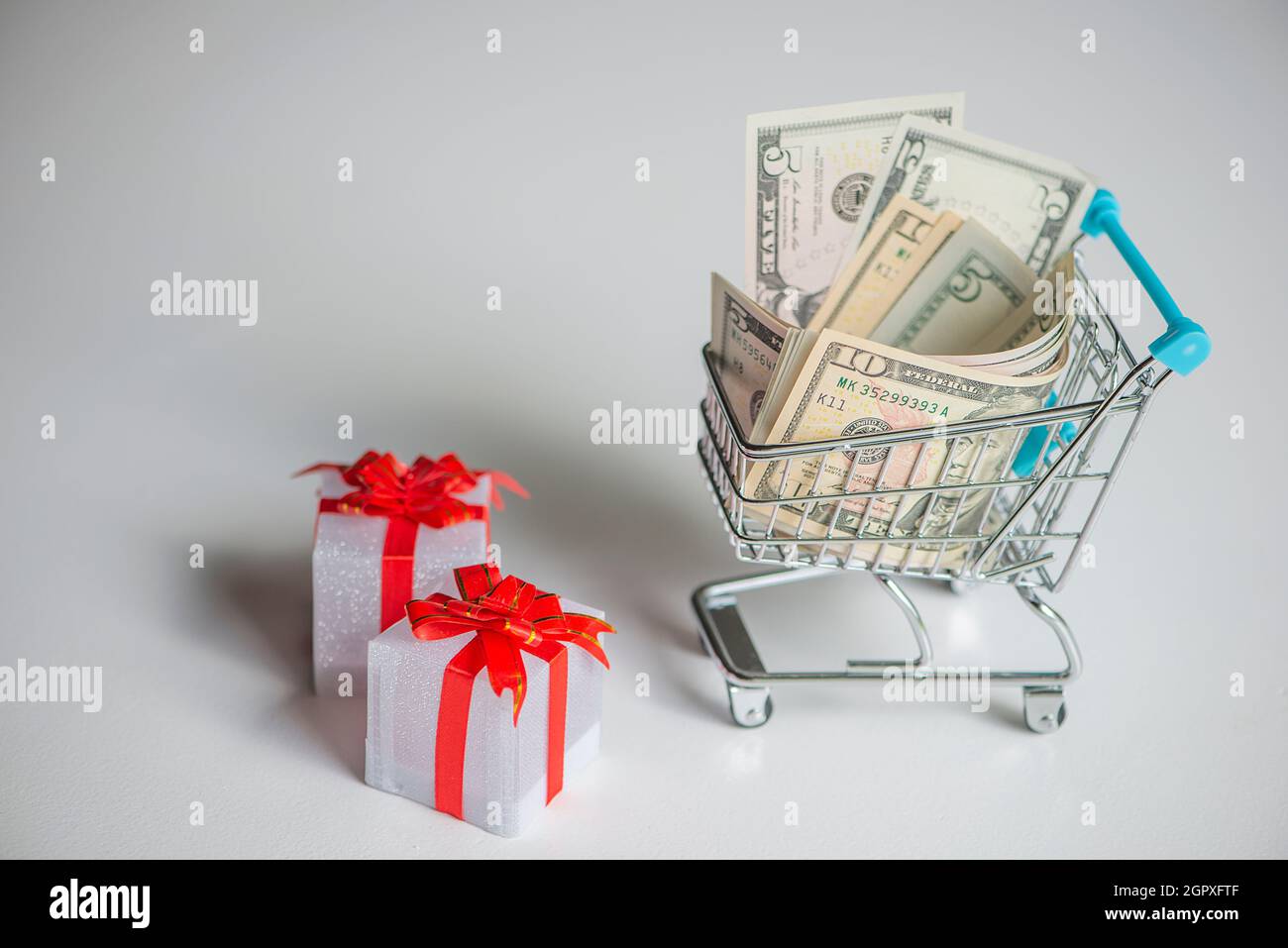 Shopping Cart Full Of Money Usd Dollar Multi-currency Basket, Business ...