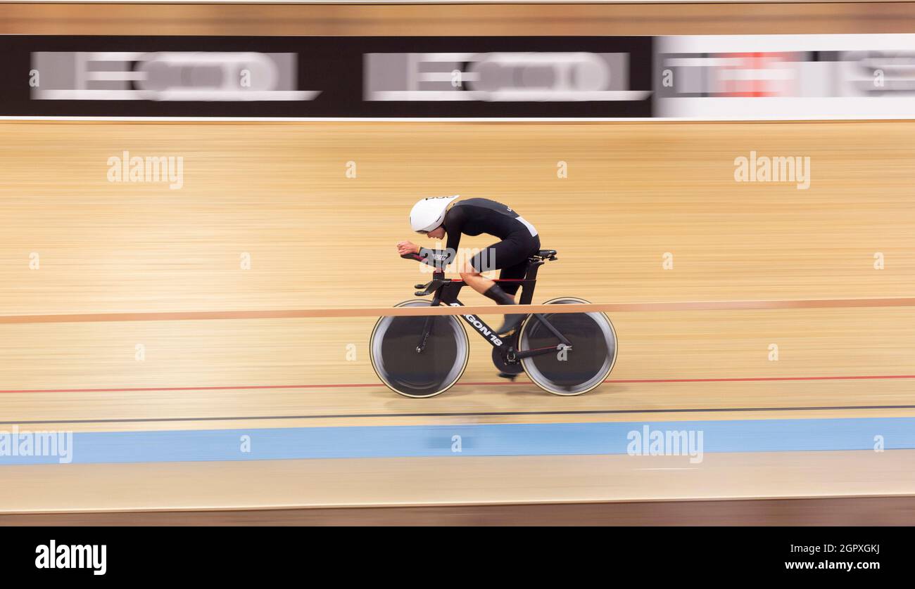 EDITORIAL USE ONLY British cyclist Joss Lowden breaks the UCI Women's ...