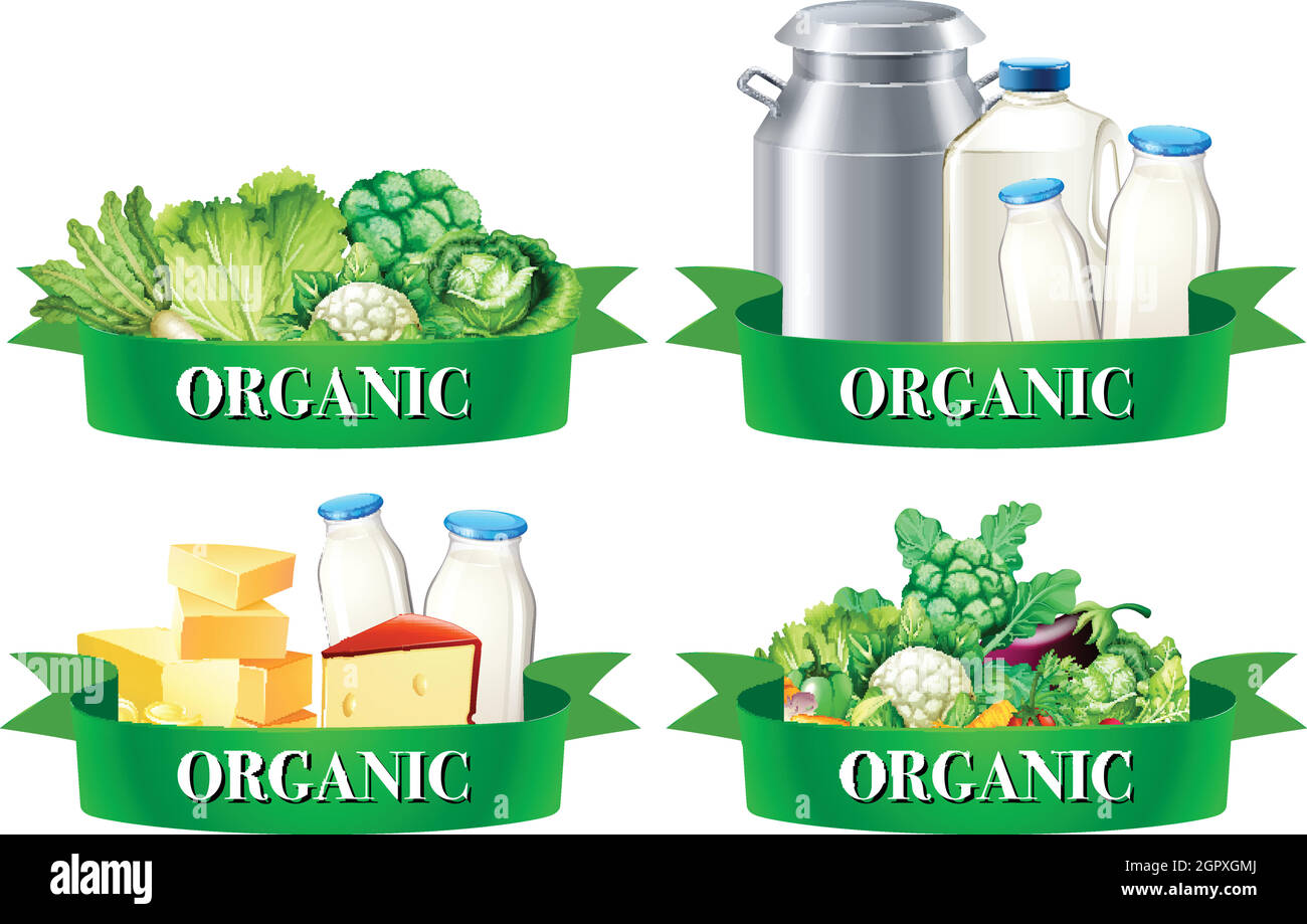 Organic food illustration Cut Out Stock Images & Pictures - Alamy